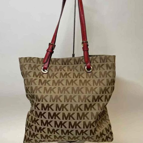 Michael Kors | Bags | Michael Kors Mk Brown Tan Tote Purse Handbag ...